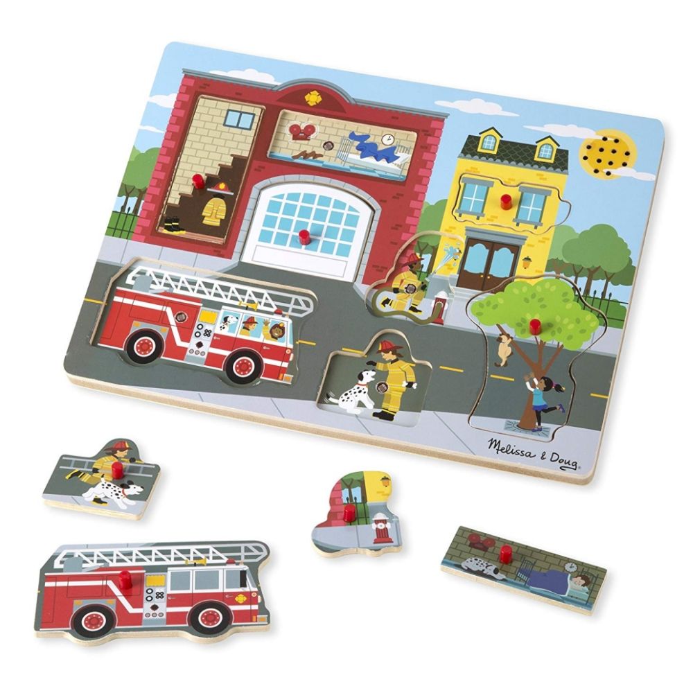 Around The Fire Station Sound Puzzle - 8 pieces | Melissa & Doug