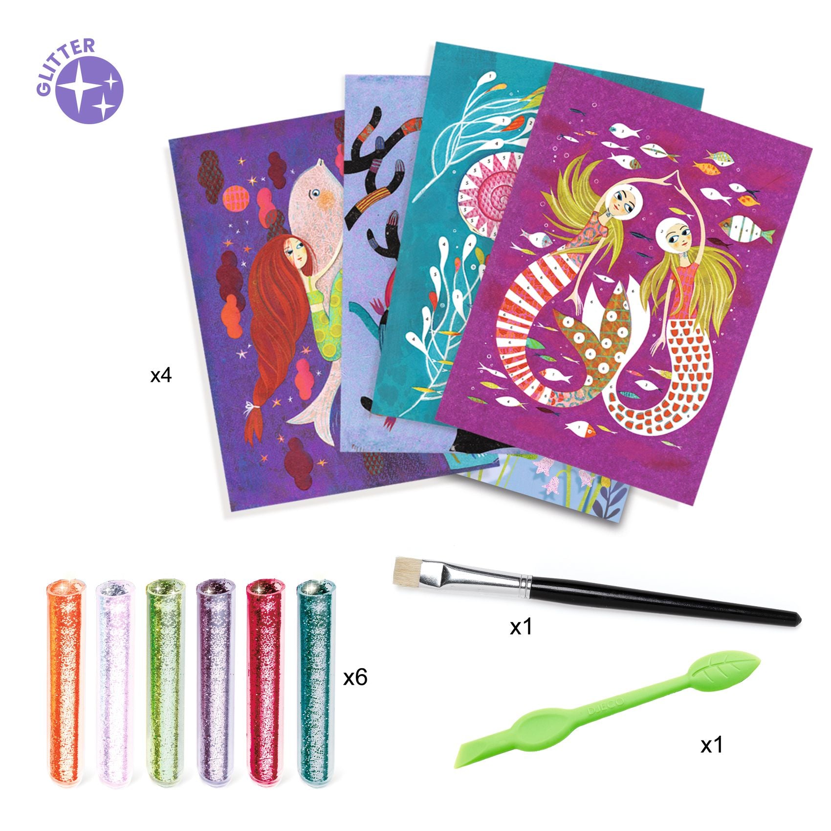 Glitter Mermaids - 4 Pictures to Decorate | Djeco
