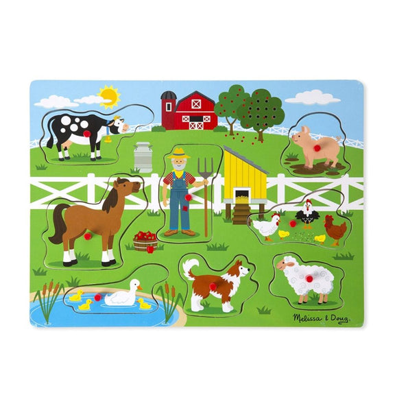 Old MacDonald Wooden Sound Peg Puzzle - 8 Pieces | Melissa & Doug